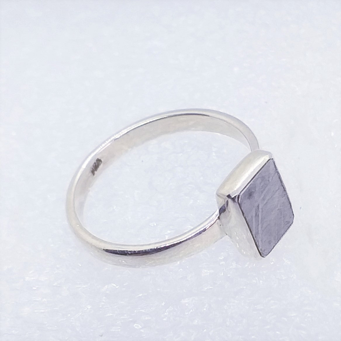 Eisenmeteorit GIBEON METEORIT Ring Gr. 17 925 Silber eckig – Edelstein ...